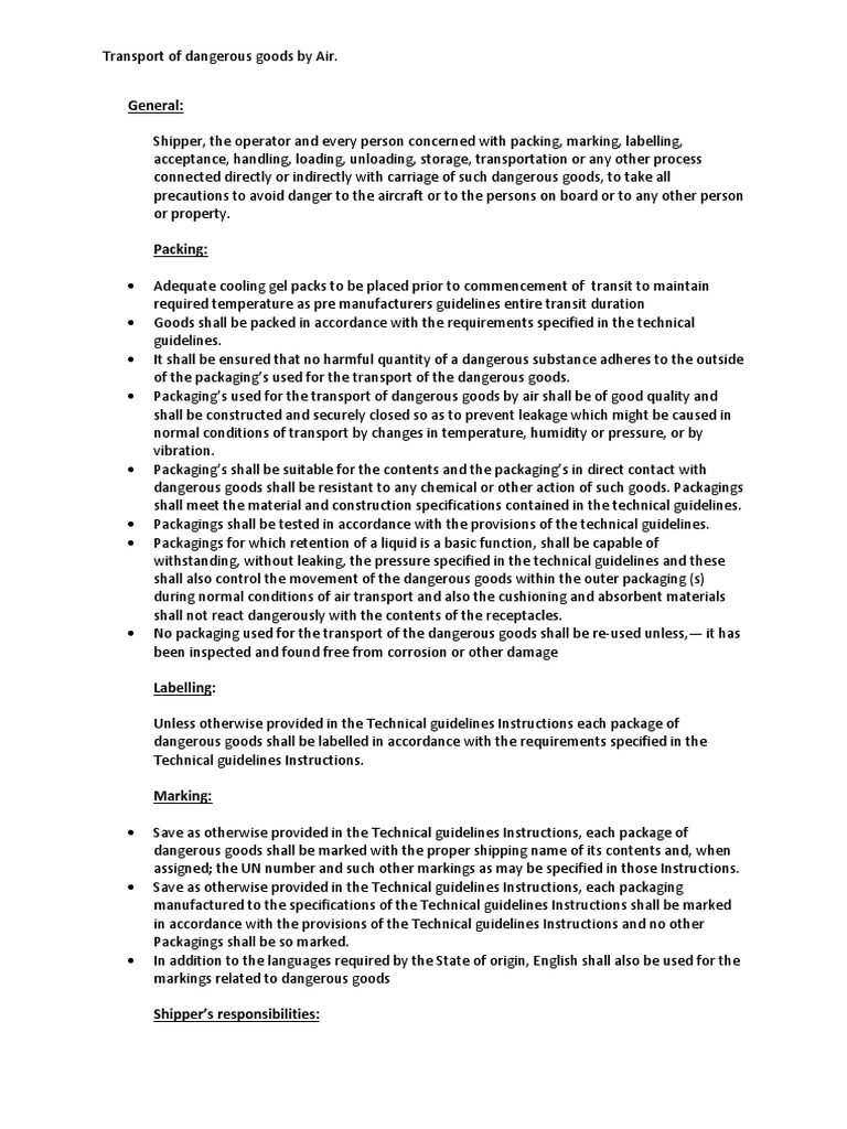 Dangerous Goods Using Airtransport | PDF | Dangerous Goods | Packaging ...