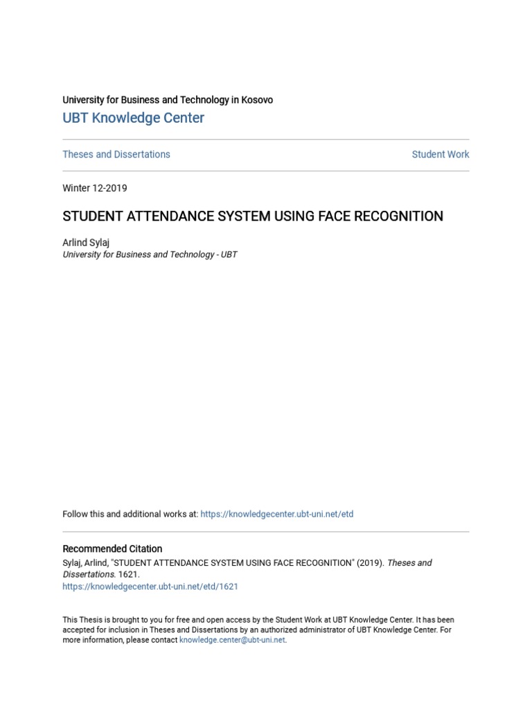 Student Attendance System Using Face Recognition | PDF | Image ...