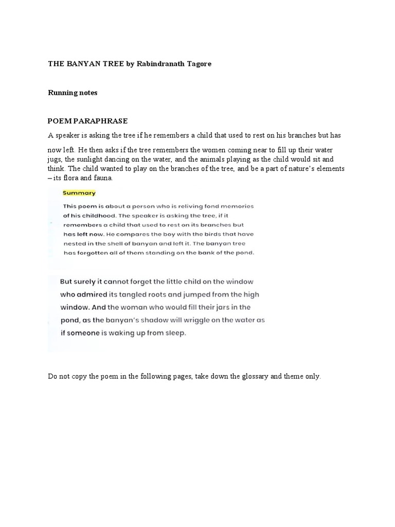 THE BANYAN TREE by Rabindranath Tagore | PDF | Weaving