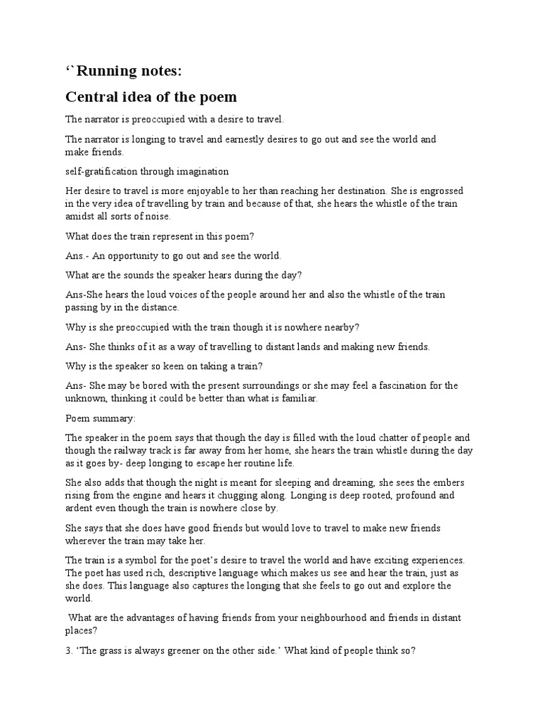 Travel (Poem - Grade 6) | PDF | Poetry