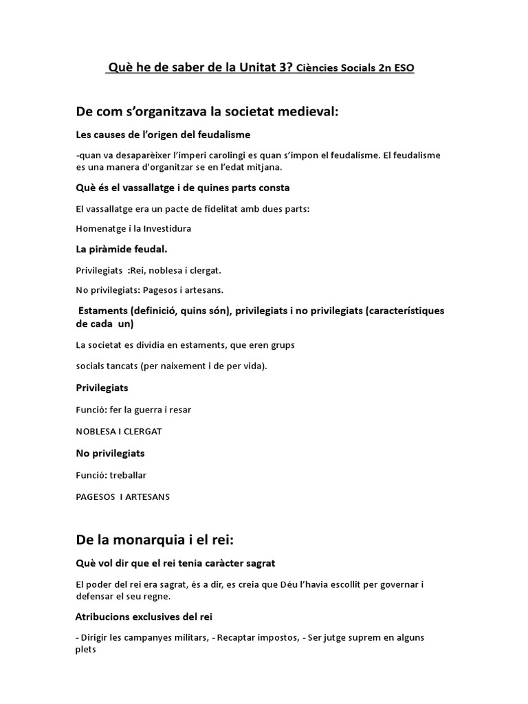 Què He de Saber de La Unitat 3 | PDF