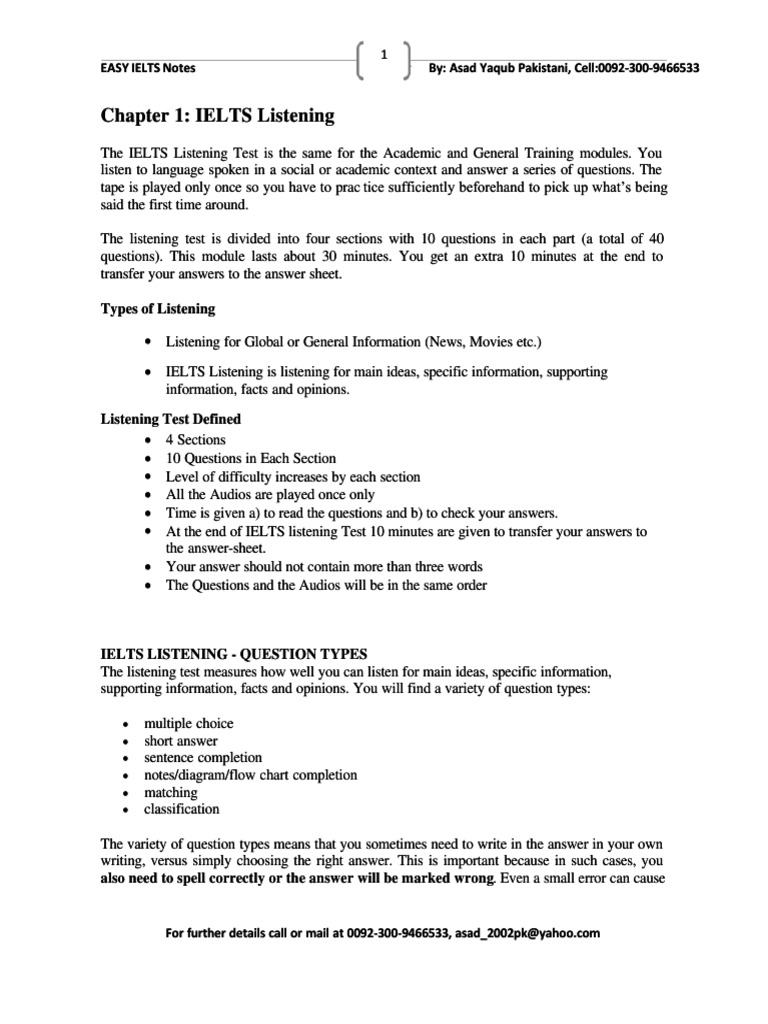 Asad Yaqub's Easy IELTS Listening Guide | PDF | Pie Chart ...
