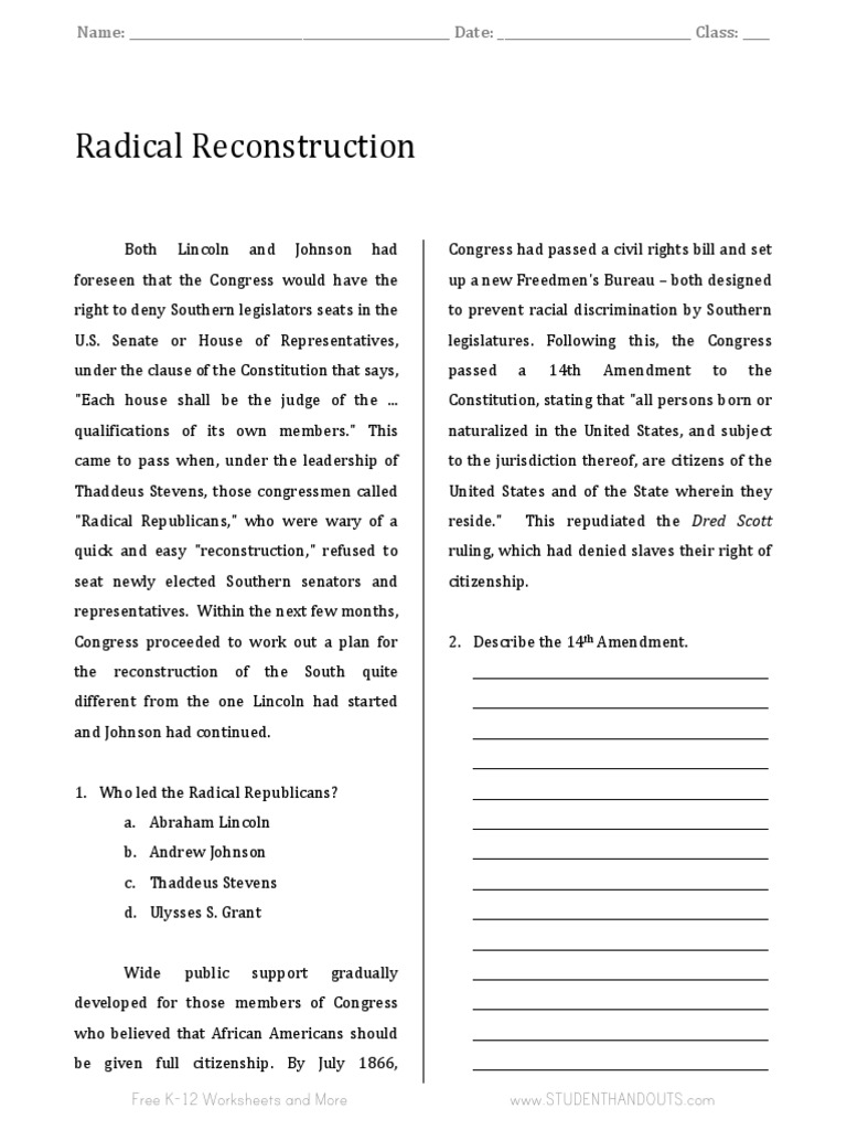 Radical Reconstruction: The Rise of the Radical Republicans and Their ...