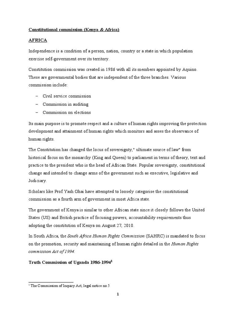 Constitutional Commissions in Kenya and Africa | PDF | Social ...