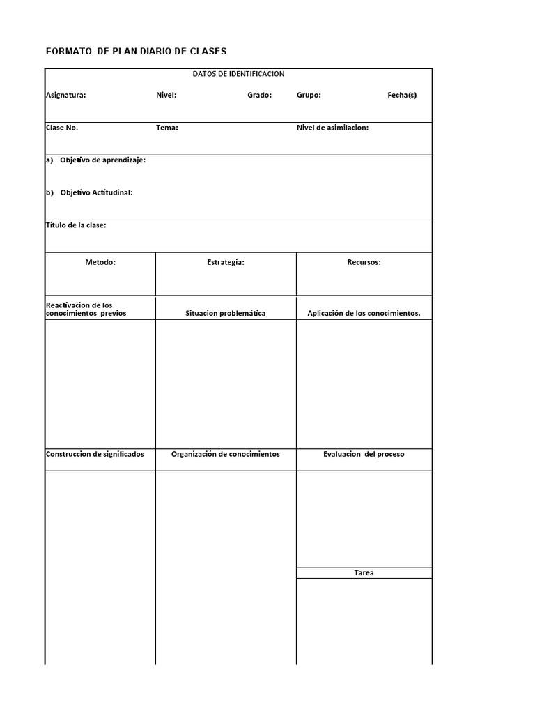 Formato de Planeacion | PDF