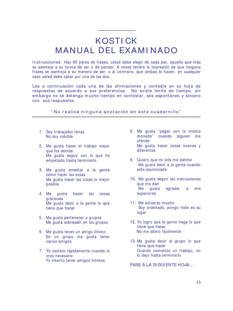 Cuadernillo Kostick | PDF