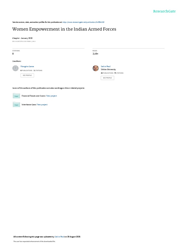 Lama-Paul2020 ReferenceWorkEntry WomenEmpowermentInTheIndianArm | PDF ...