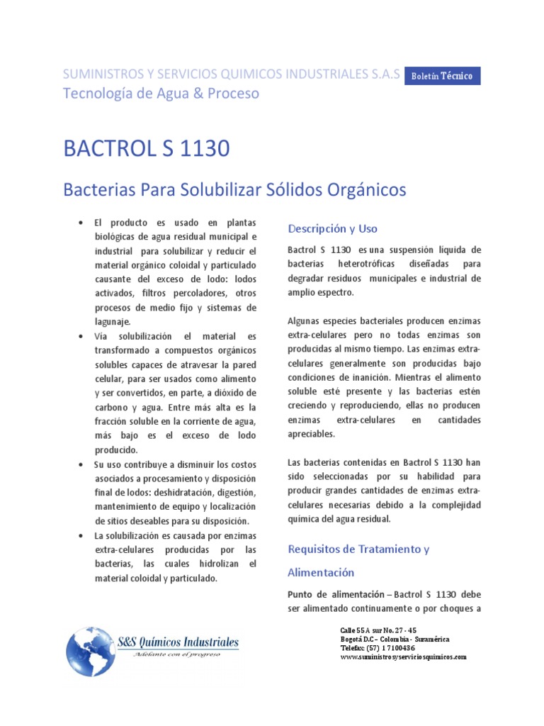 Bactrol S 1130 | PDF | Agua | Aguas residuales