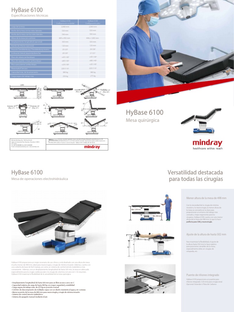 MINDRAY Mesa de Cirugia Hybase 6100 | PDF