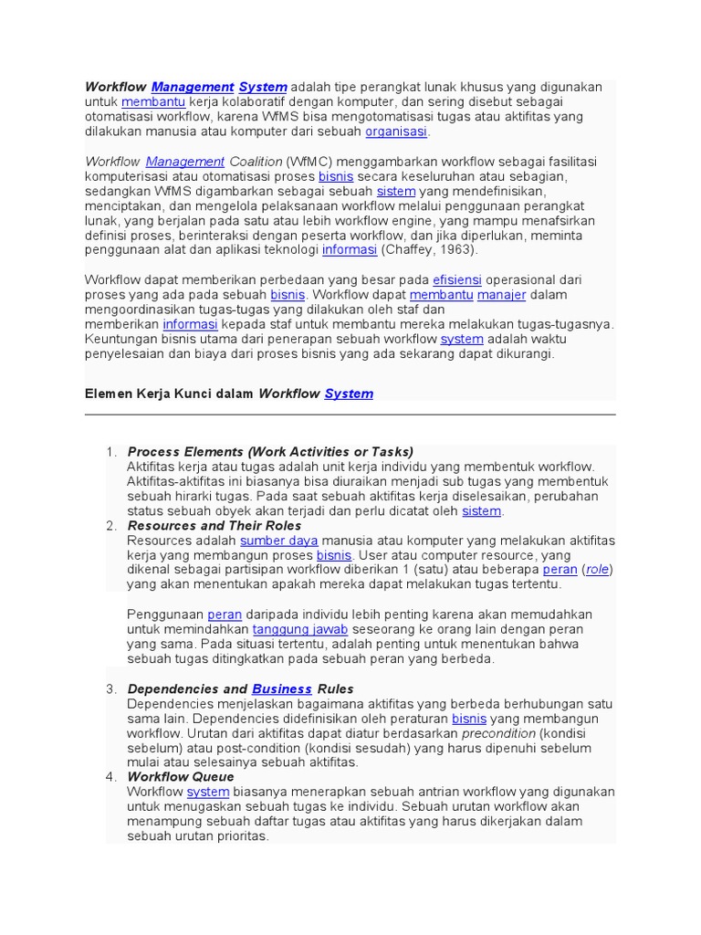Elemen Kerja Kunci dalam Workflow System | PDF