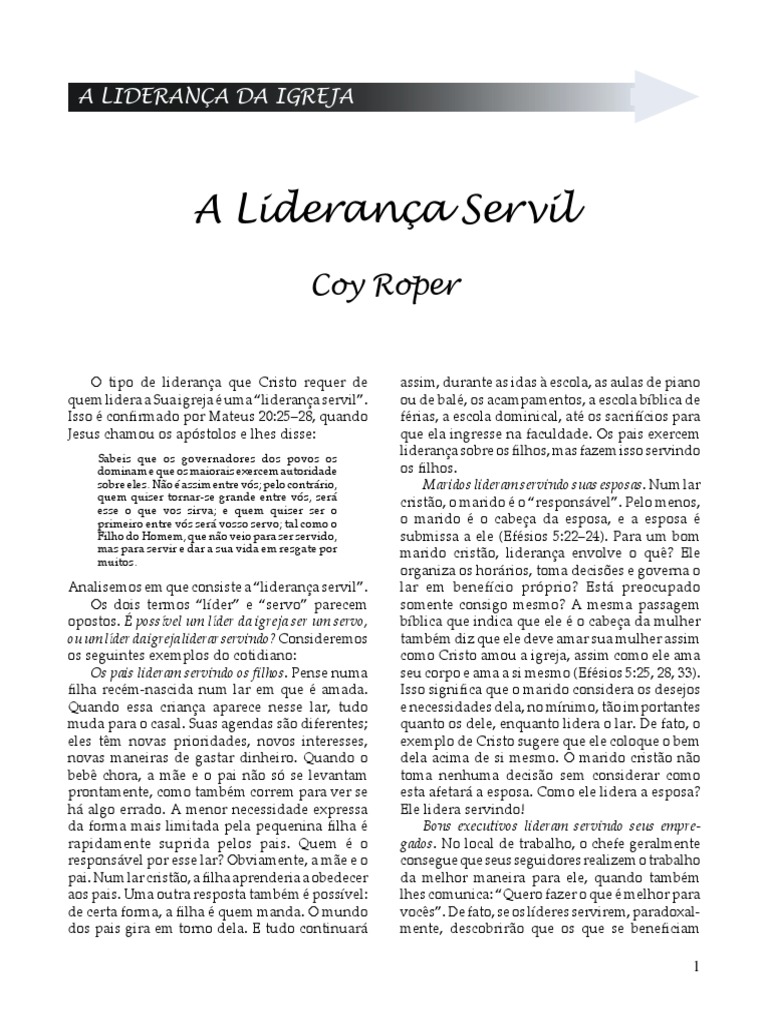 PO - 200301 - 06 - Liderança Servil | PDF | Jesus | Igreja cristã