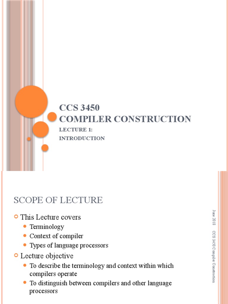 Ccs 3450 Lecture 1 Introduction Pdf Compiler Programming