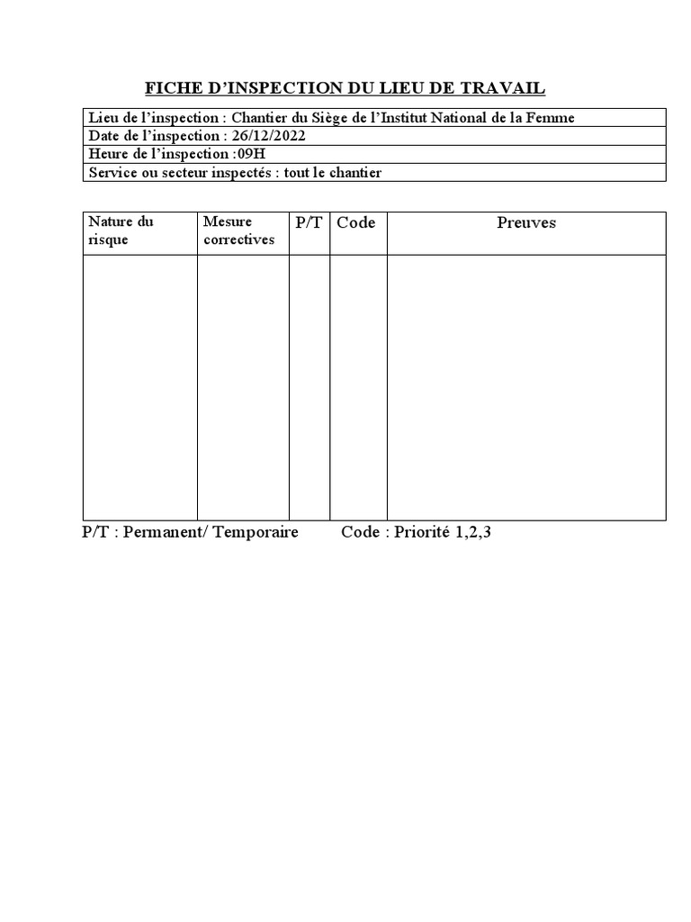 FICHE D'Inspection | PDF