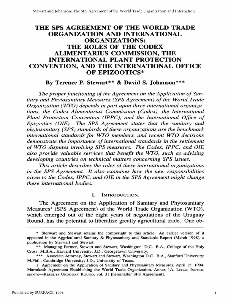SPS Agreement Relies on Codex, IPPC, and OIE Standards | PDF | World Trade Organization