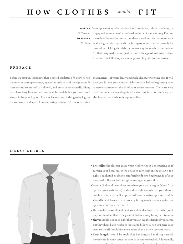 Clothing Fit Guide for Beginners | PDF | Trousers | Shirt