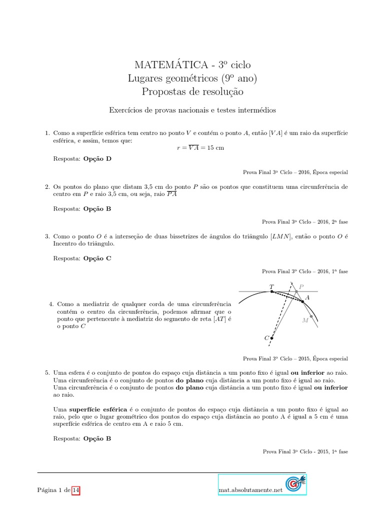 Lugares Geomet Resol | PDF | Círculo | Triângulo