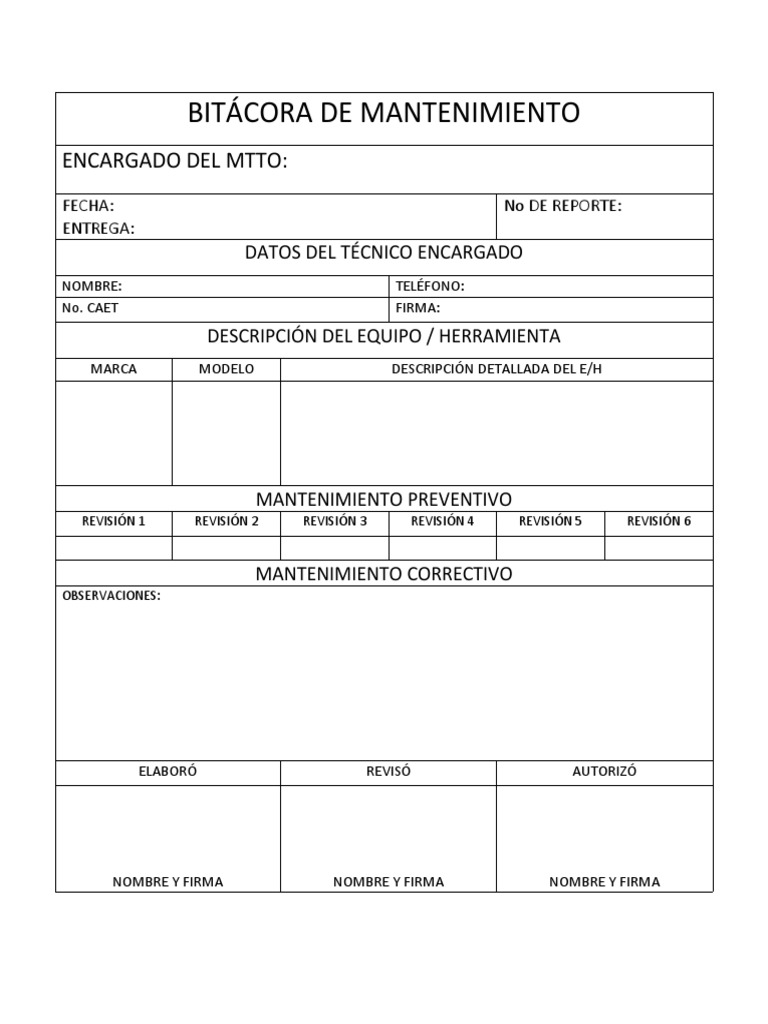 Bitácora de Mantenimiento de Equipos | PDF | Tecnología