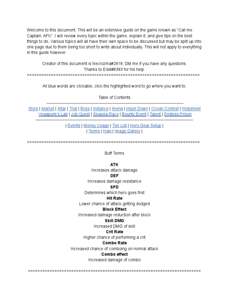 Call Me Captain: AFK Game Guide | PDF