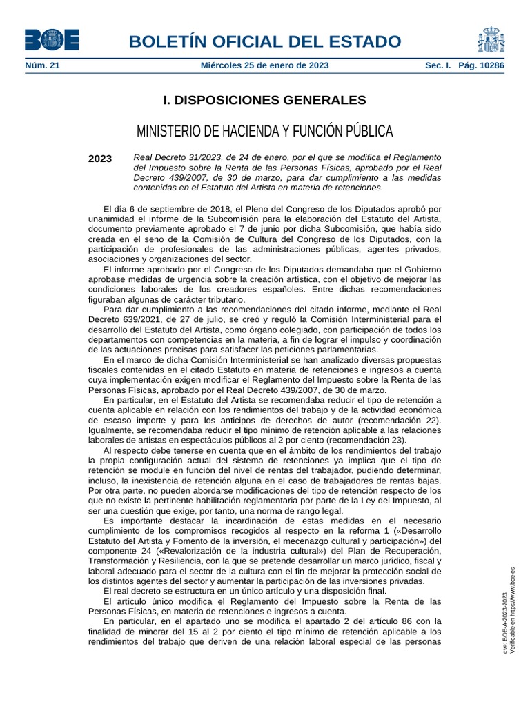 BOE-A-2023-2023 | PDF | Regulación | Impuesto sobre la renta