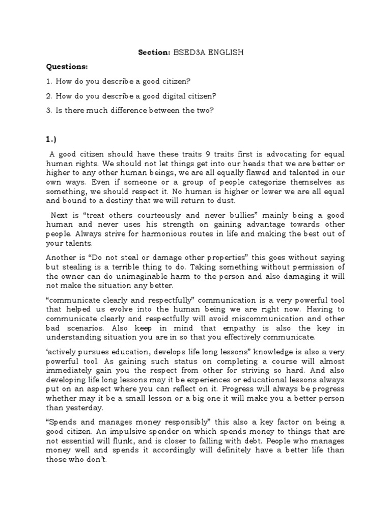 How Do You Describe A Good Citizen | PDF | Social Media | Popular ...