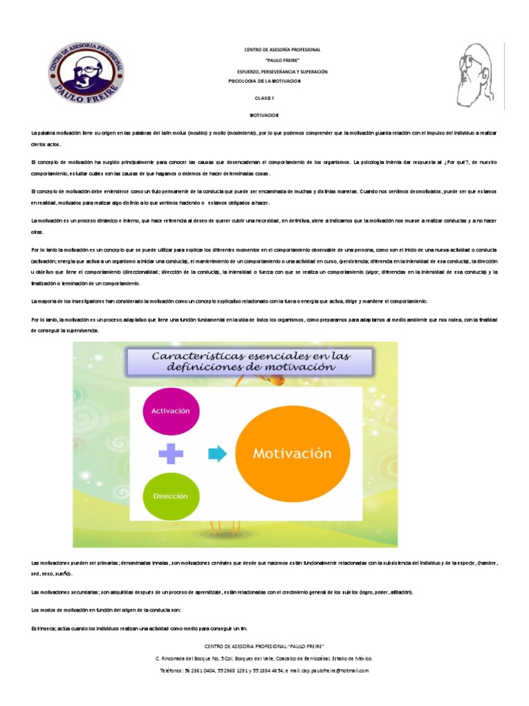 Clase 1 Psicologia De La Motivacion Y La Emocion Pdf Motivación