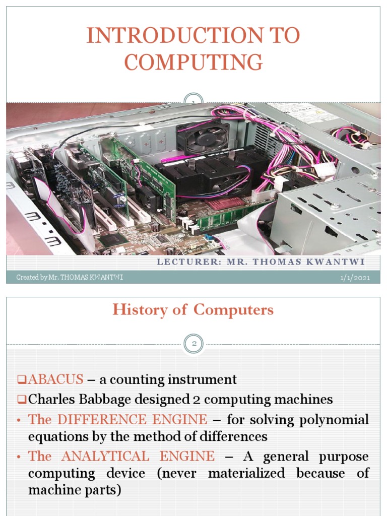INTRO COMP. LECTURE SLIDES - Lecture 1 | PDF | Software | Operating System