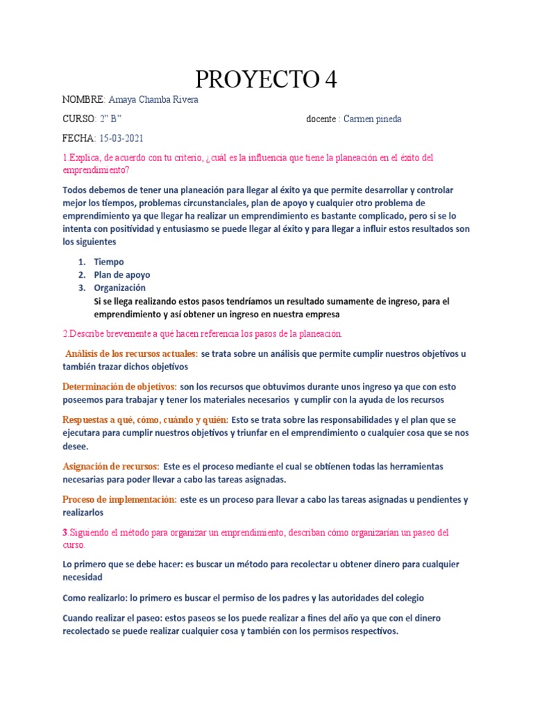 Amaya - Proyecto 4-Emprendimento | PDF