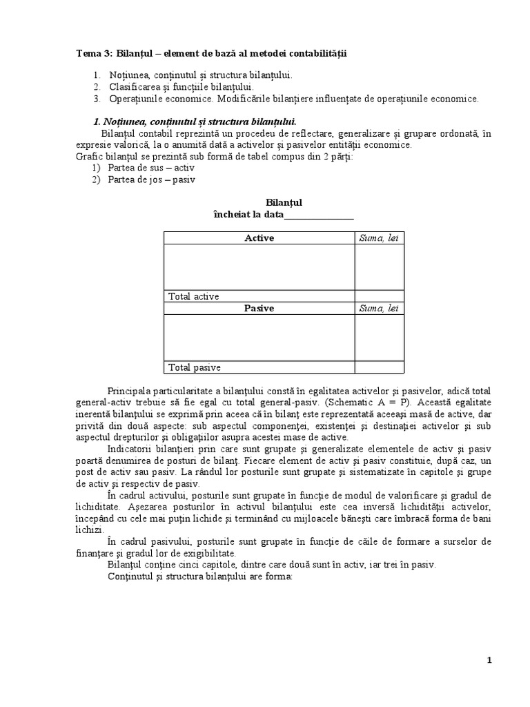 Tema 3 - Bilantul | PDF