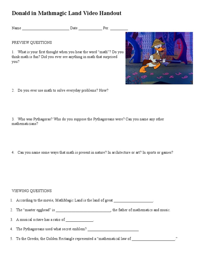 Donald in Mathmagic Land Video Handout | PDF | Mathematics | Science