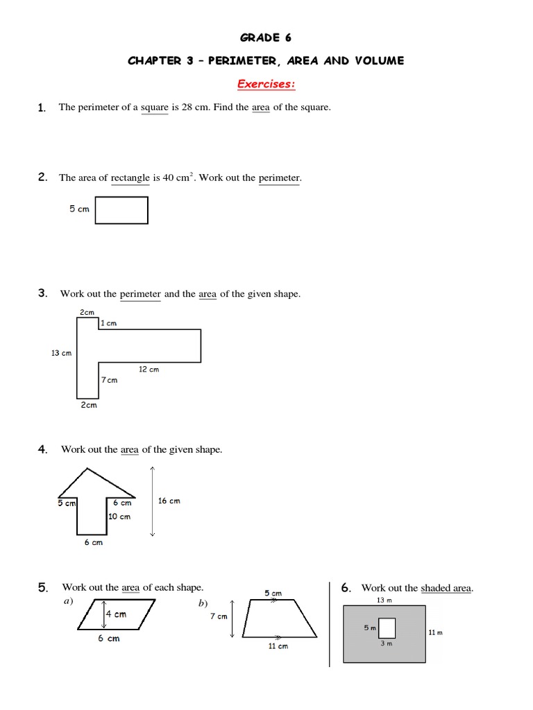 3 GR6 Lesson 3 - Ch3 PERIMETER, AREA AND VOLUME | PDF