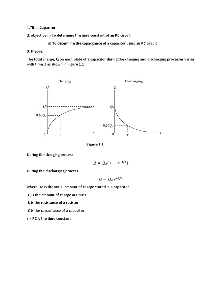 Lab Report Capacitor Phy | Download Free PDF | Capacitor | Electrical ...