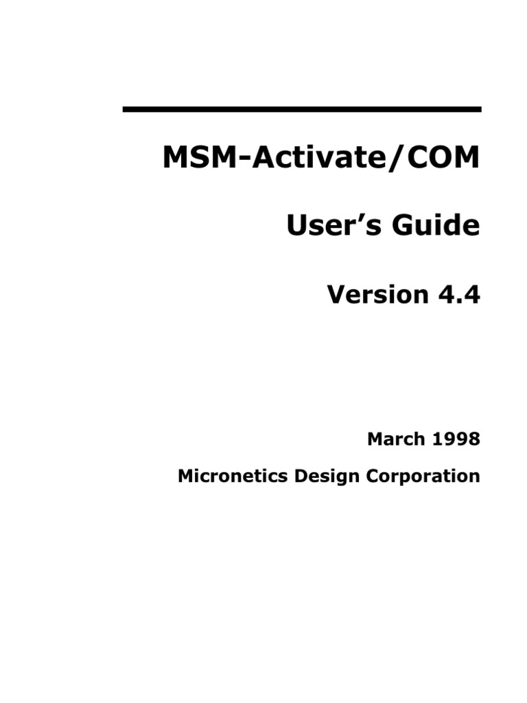 MSM-Activate COM User's Guide v.4.4 (Micronetics) 1998 | PDF | Component Object Model | Password