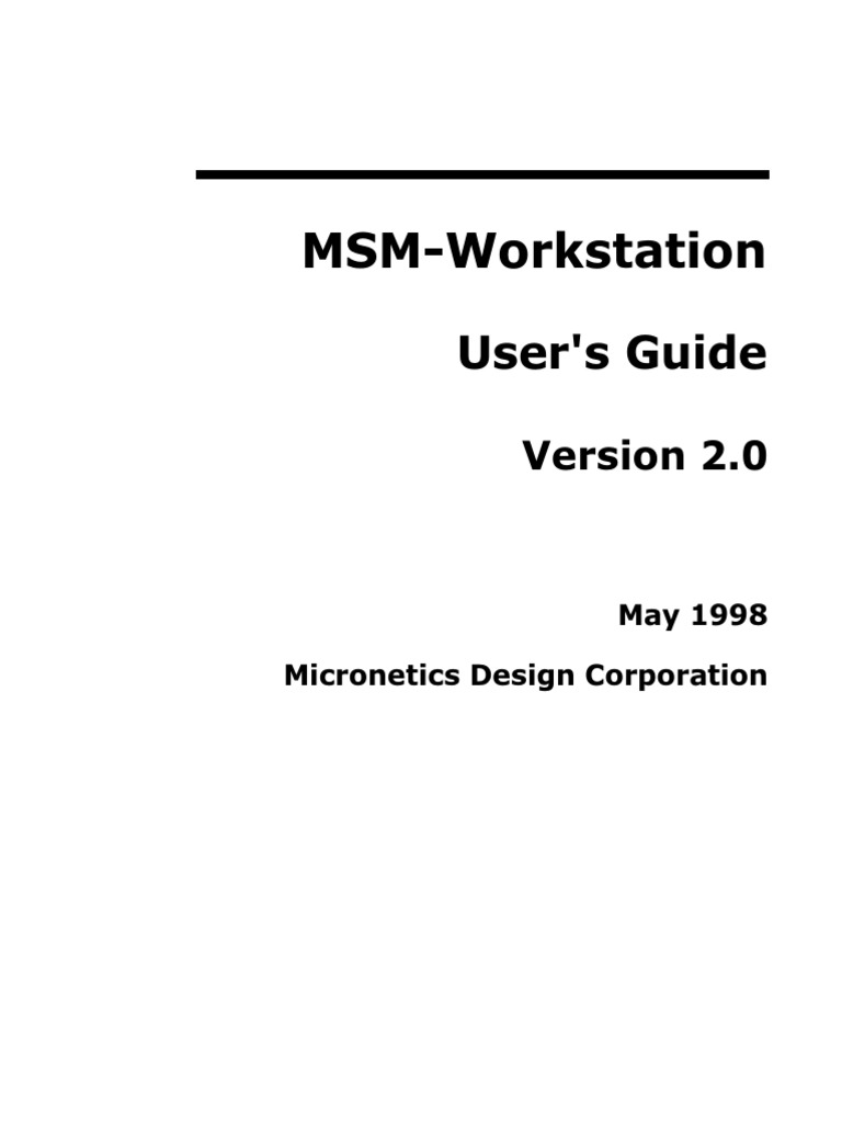 MSM-Workstation User's Guide v.2.0 (Micronetics) 1998 | PDF | Window ...