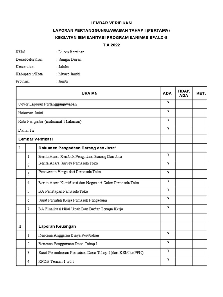 LEMBAR VERIFIKASI LPJ | PDF