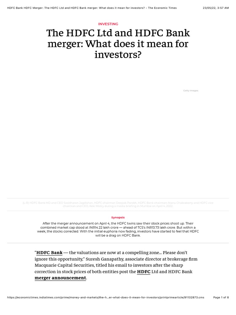 ET Prime - HDFC Bank HDFC Merger - The HDFC LTD and HDFC Bank Merger - What Does It Mean For ...