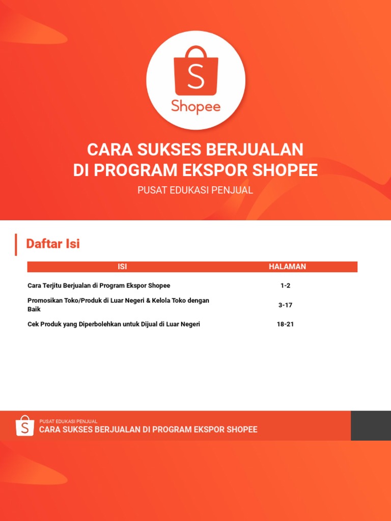 Cara Sukses Berjualan Di Program Ekspor Shopee | PDF