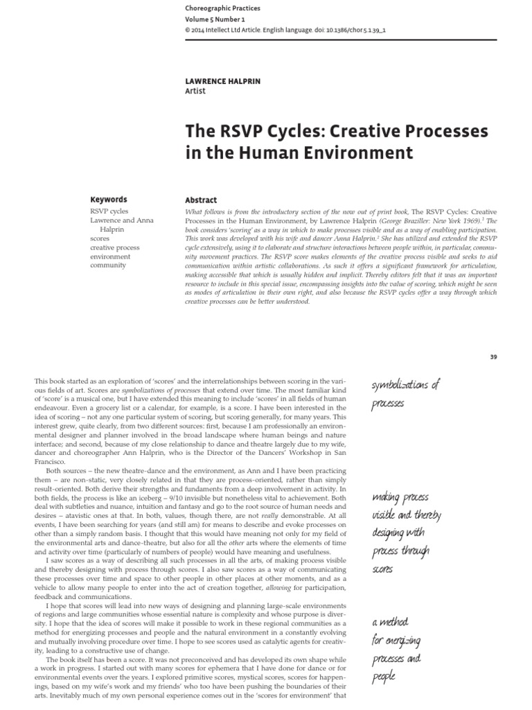 HALPRIN Lawrence The RSVP Cycles Creative Processes in The Human ...