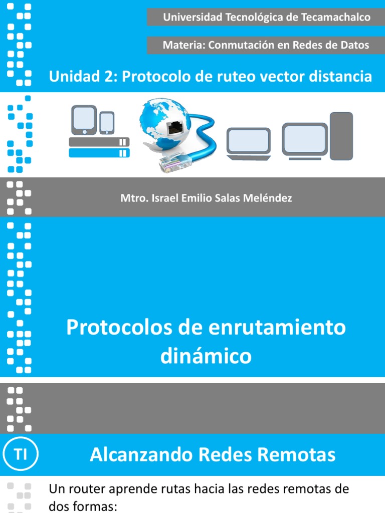 Unidad2 Protocolo de Ruteo Vector-Distancia | PDF | Enrutador (Computación) | Protocolos de internet