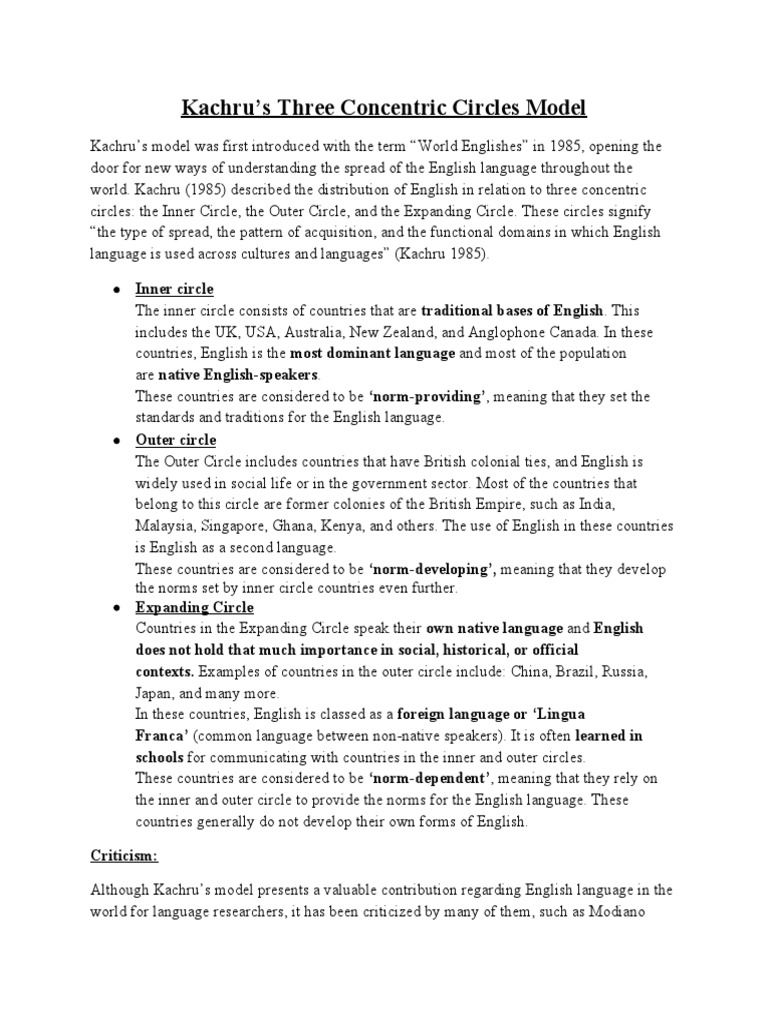 Kachru Model and Its Criticism | PDF | English Language | Linguistics
