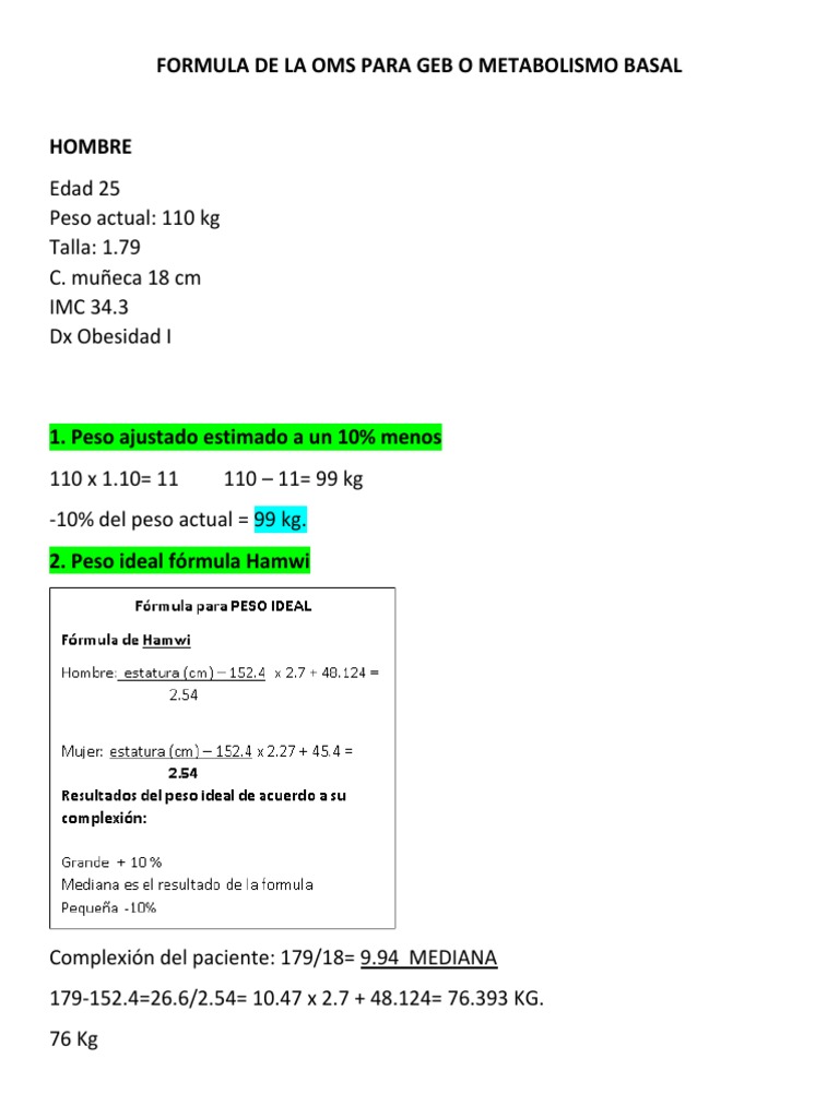 5 Formulas - Peso Ideal - Get.2022 | PDF