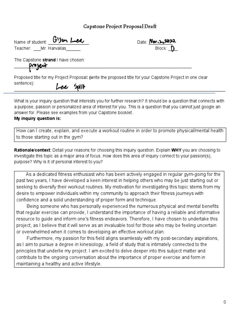 Capstone Project Proposal Draft Pdf Physical Fitness Weight Training