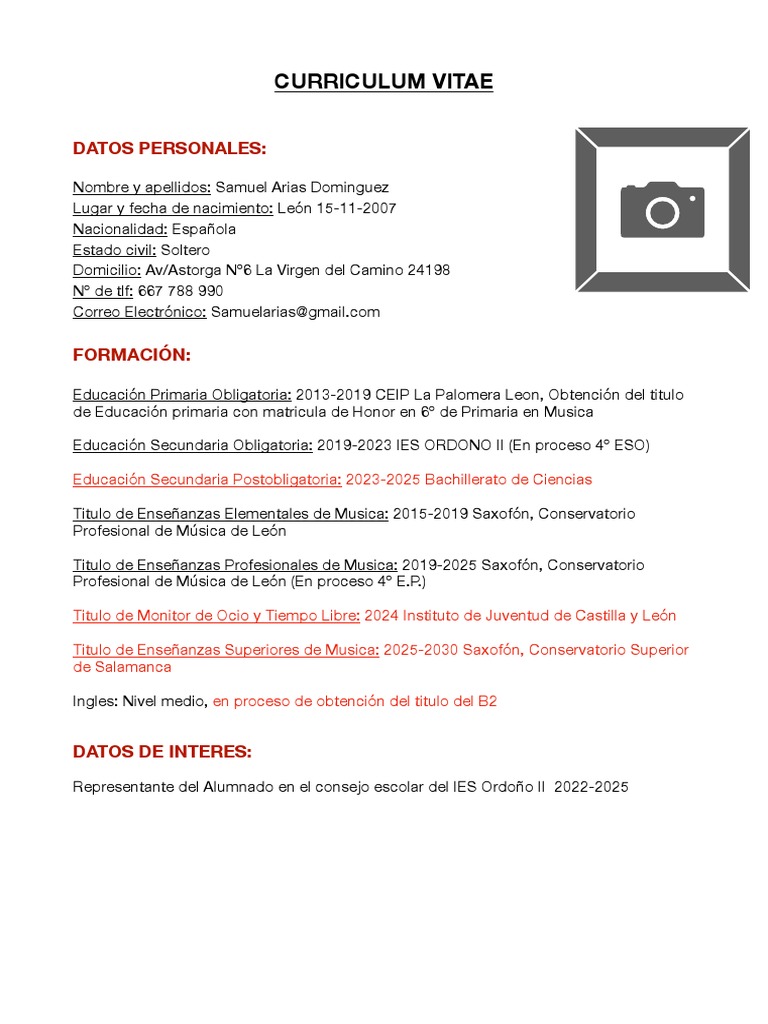Curriculum Vitae de Samuel Arias Dominguez | PDF