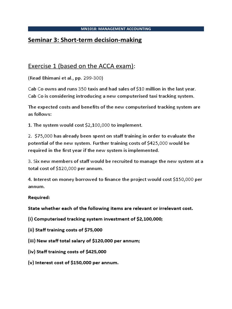 Exercises Lecture3 | PDF | Cost | Business Economics
