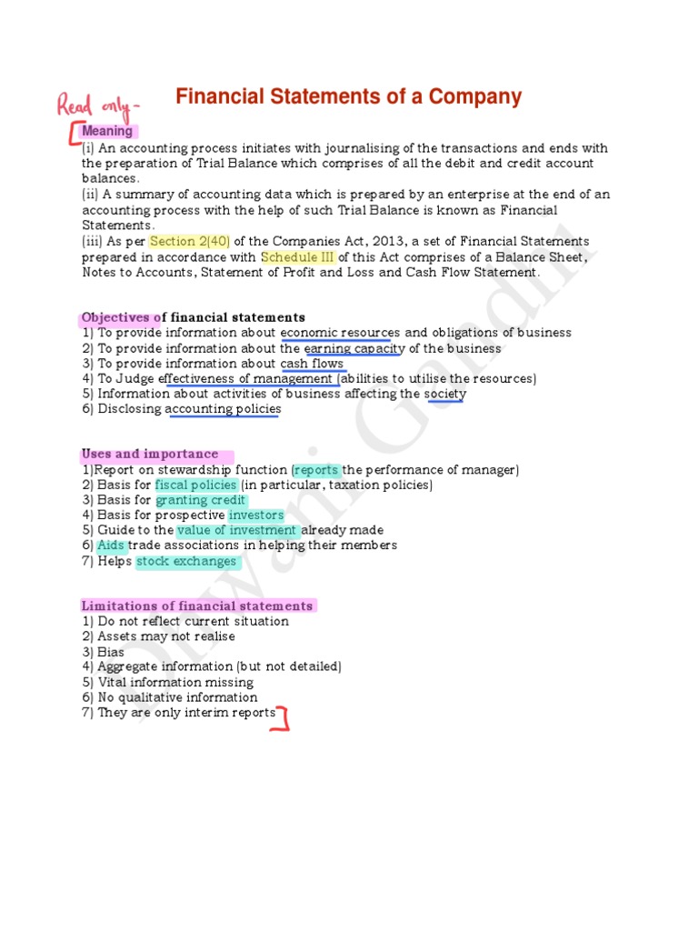 Company Financial Statements Overview | PDF | Expense | Income Statement
