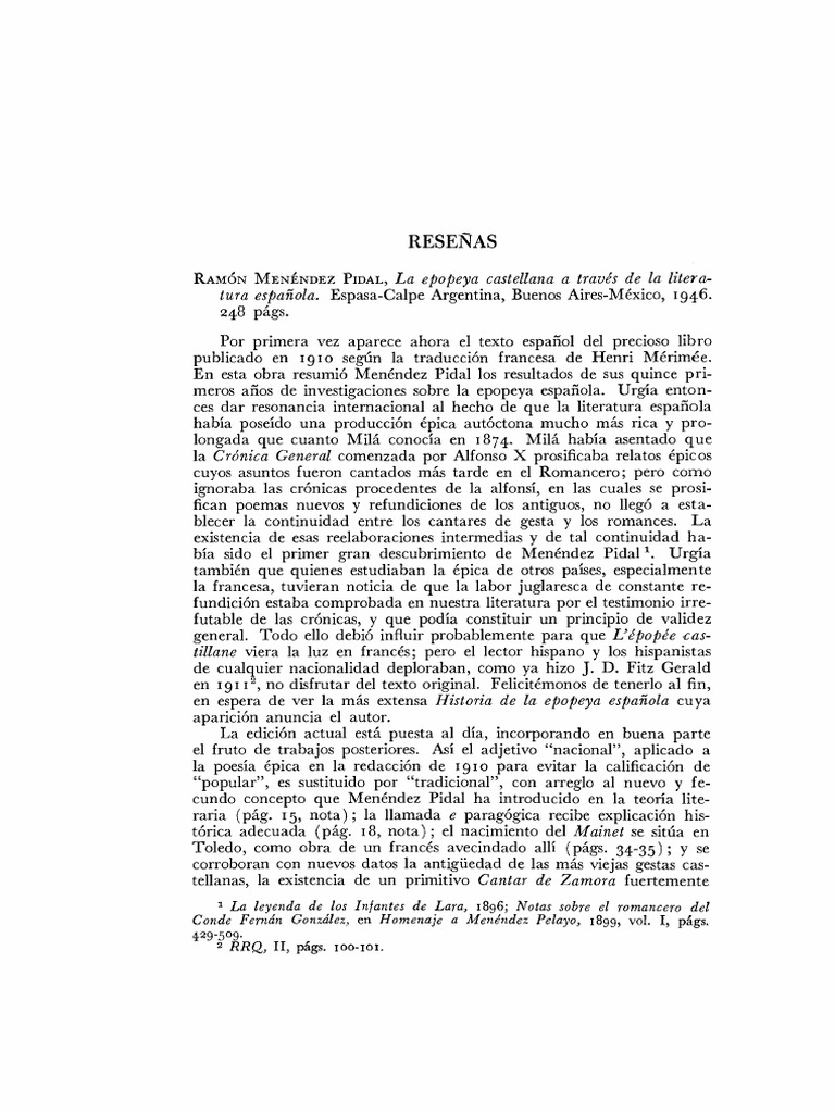 La Epopeya Castellana A Través de La Literatura Española | PDF | Poesía ...