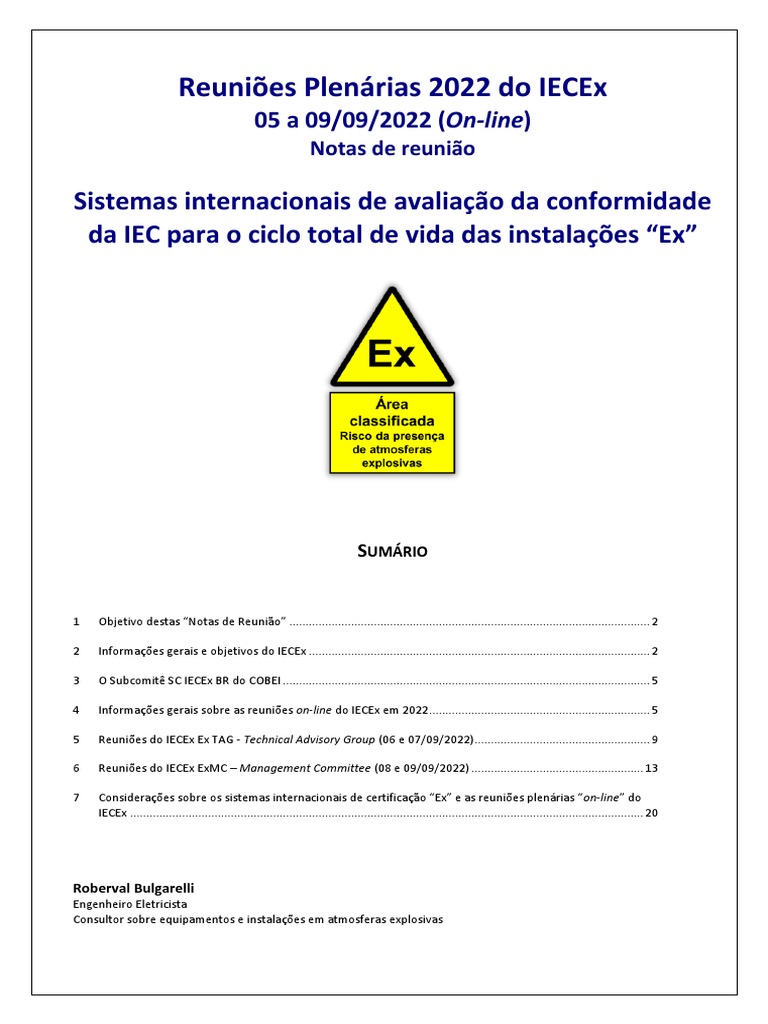 IECEx - Notas Reunioes Plenarias 09-2022 | PDF