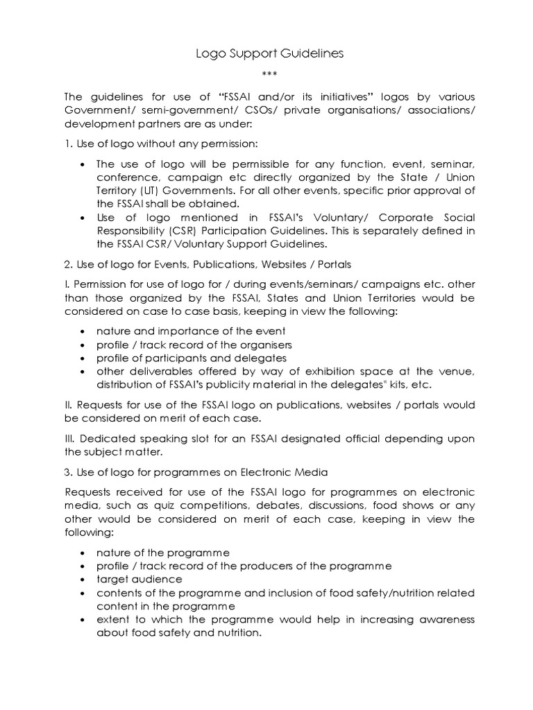 FSSAI Logo Usage Guidelines | PDF | Justice | Crime & Violence