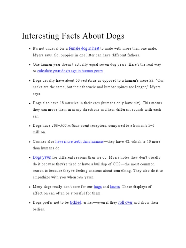 Interesting Facts About Dogs | PDF | Wellness