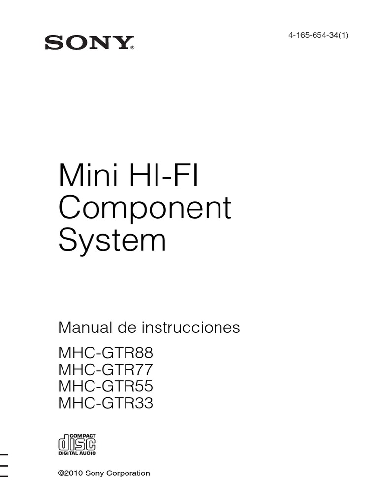 Mini HI-FI Component System: Manual de Instrucciones MHC-GTR88 MHC ...