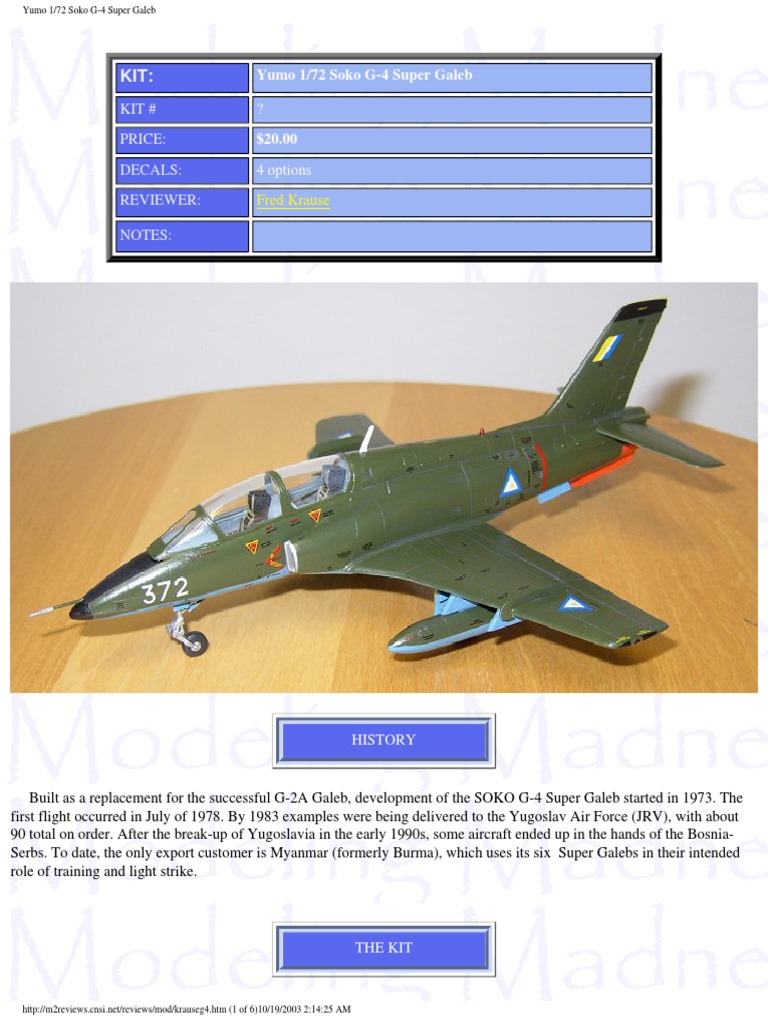 Yumo 1 - 72 Soko G-4 Super Galeb | PDF | Aircraft | Aviation